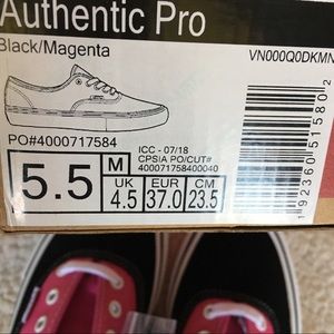 Vans | Shoes | Nwot Vans Authentic Pro Magenta Black W 7 M 55 | Poshmark